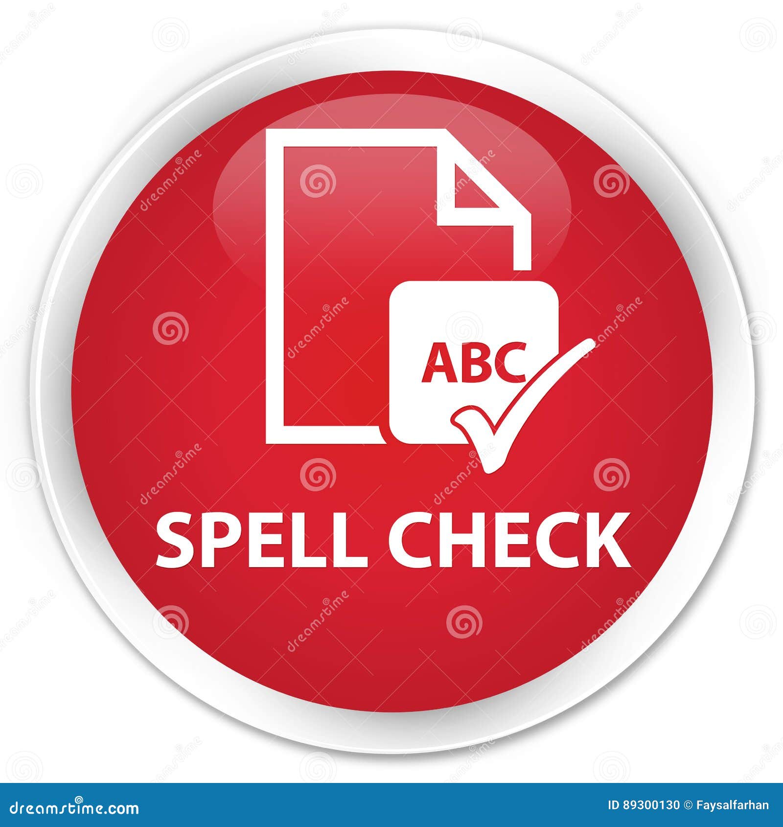 Spell Check Document Premium Red Round Button Stock Illustration ...
