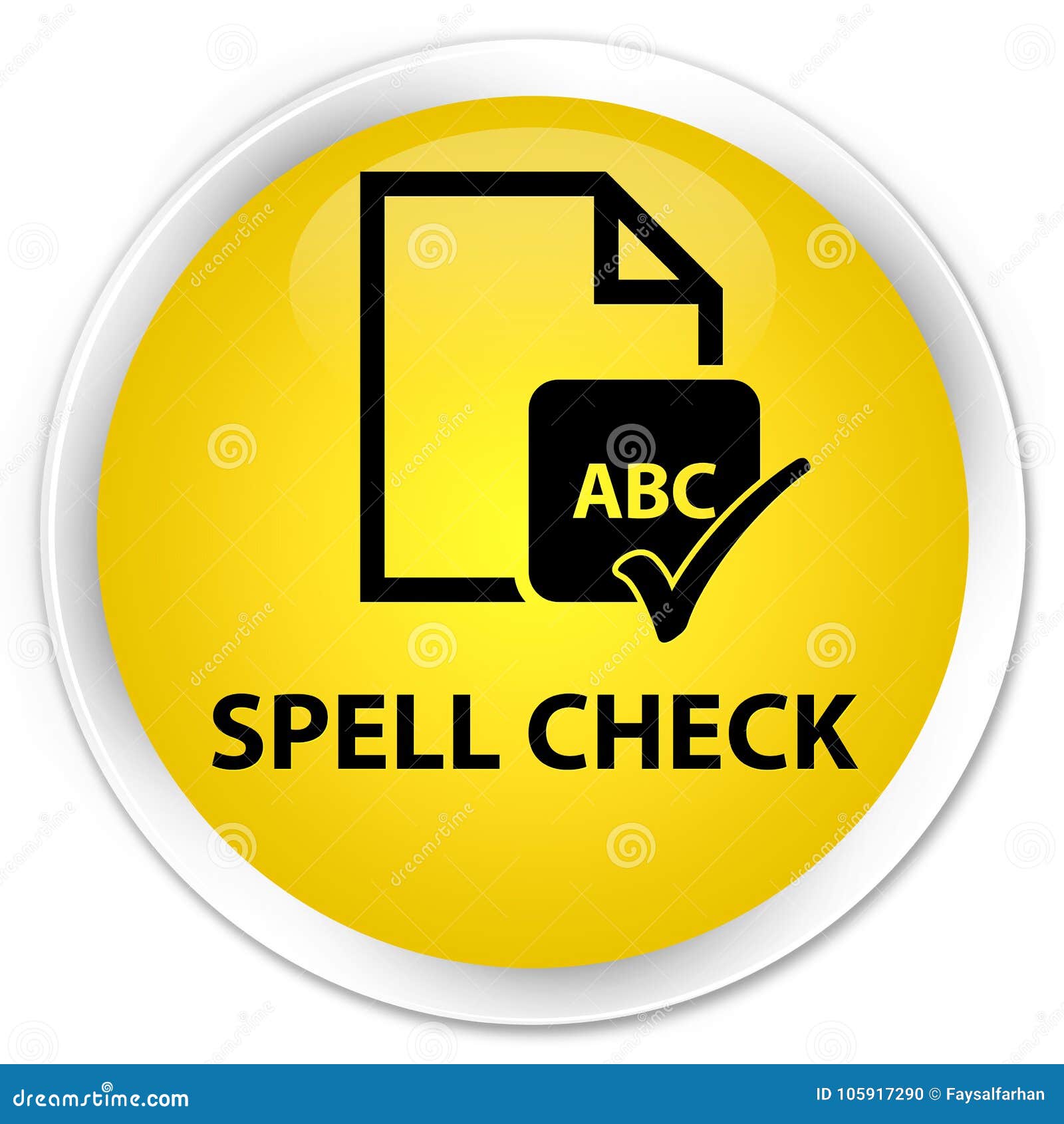 Spell Check Document Premium Yellow Round Button Stock Illustration ...