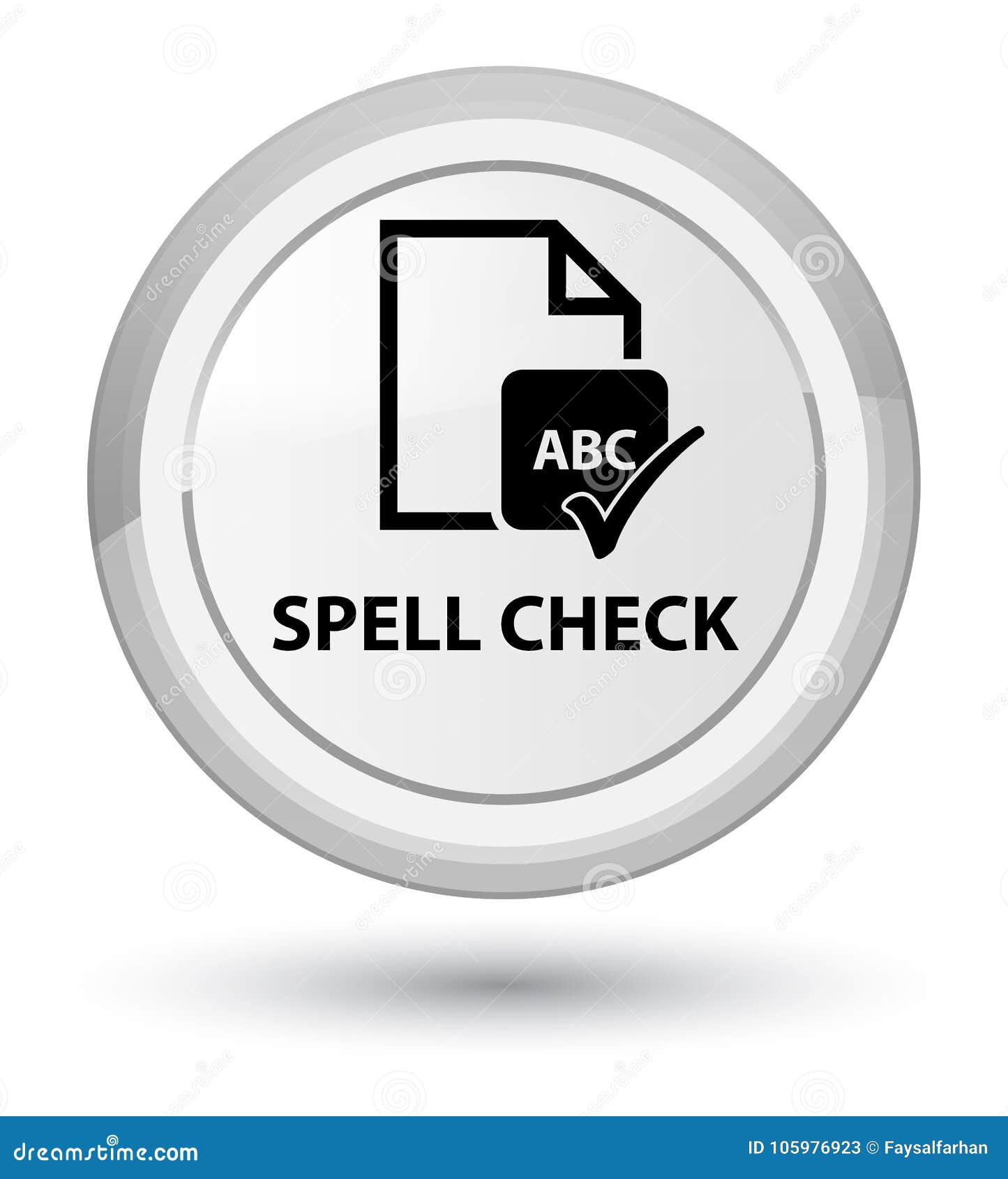 Spell Check Document Prime White Round Button Stock Illustration ...