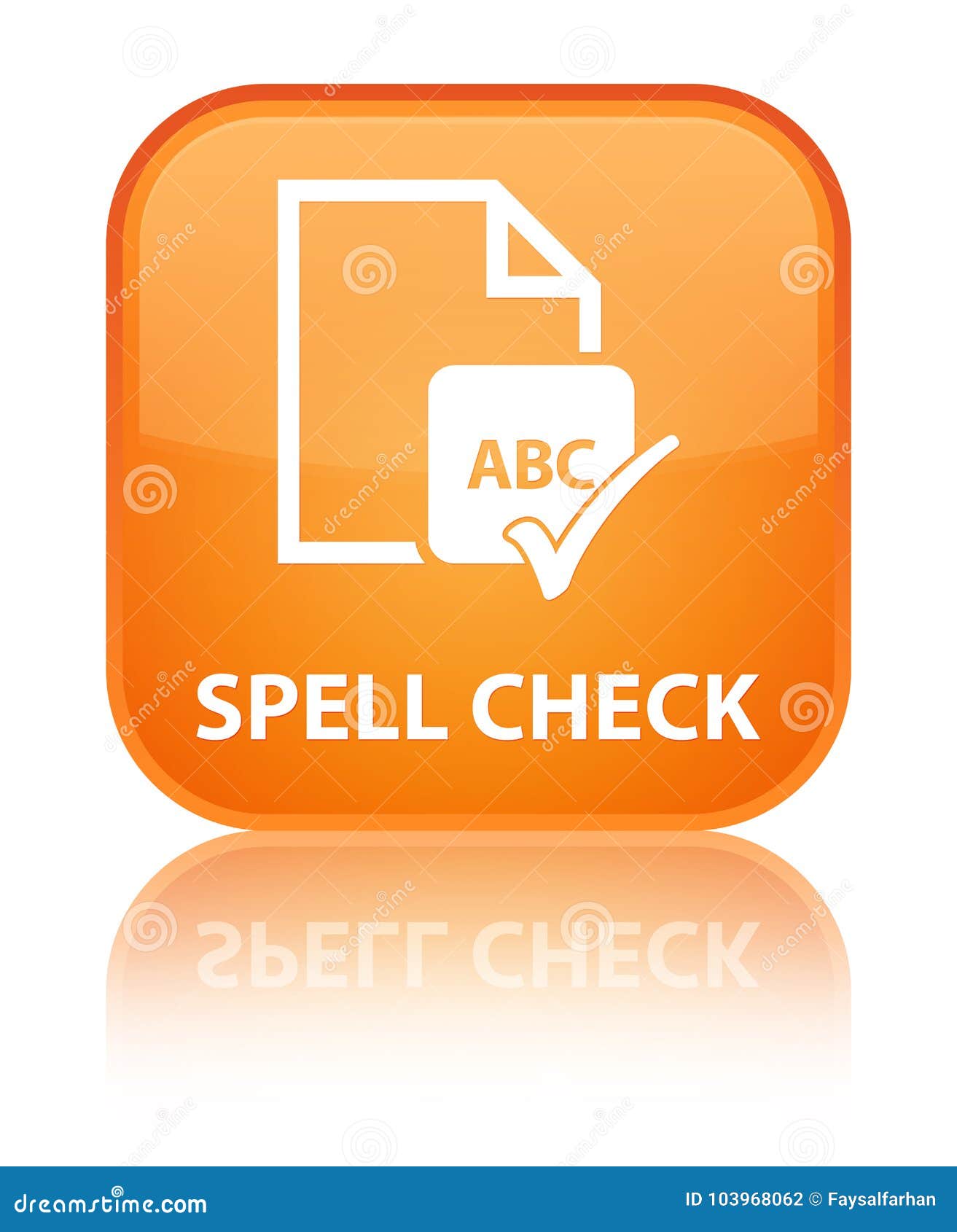 Spell Check Document Special Orange Square Button Stock Illustration ...