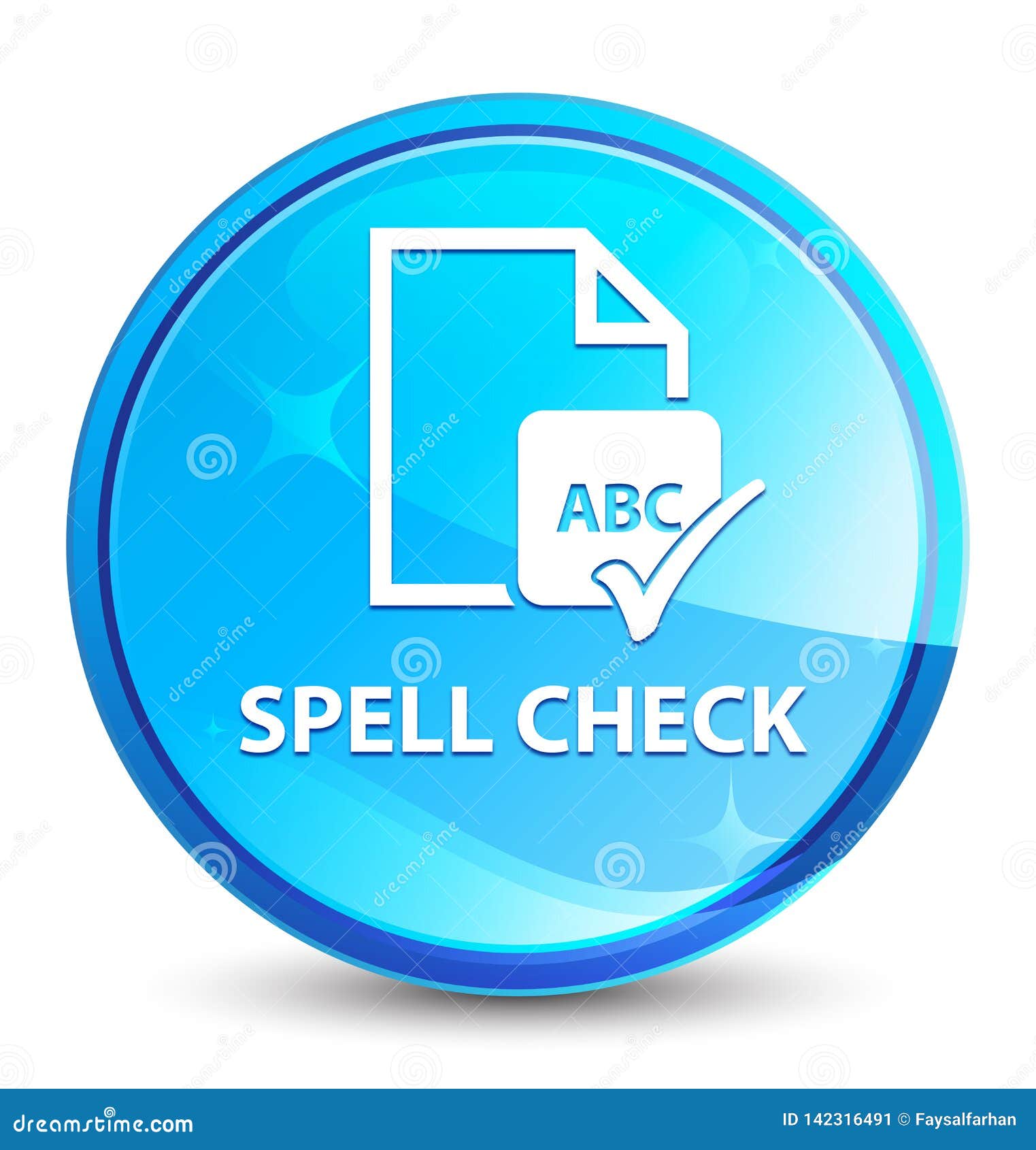 Spell Check Document Splash Natural Blue Round Button Stock Vector ...