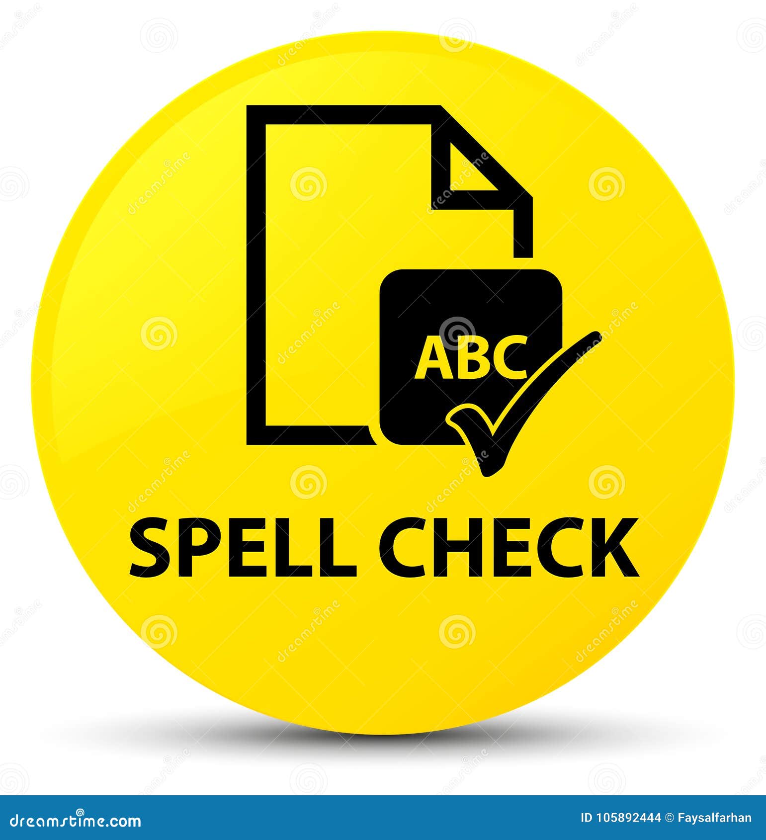 Spell Check Document Yellow Round Button Stock Illustration ...