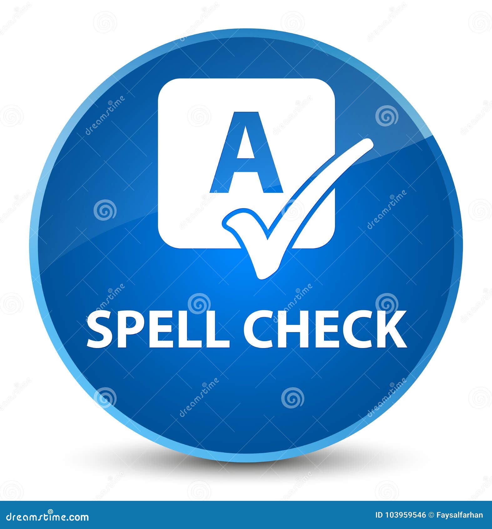Spell Check Elegant Blue Round Button Stock Illustration - Illustration ...
