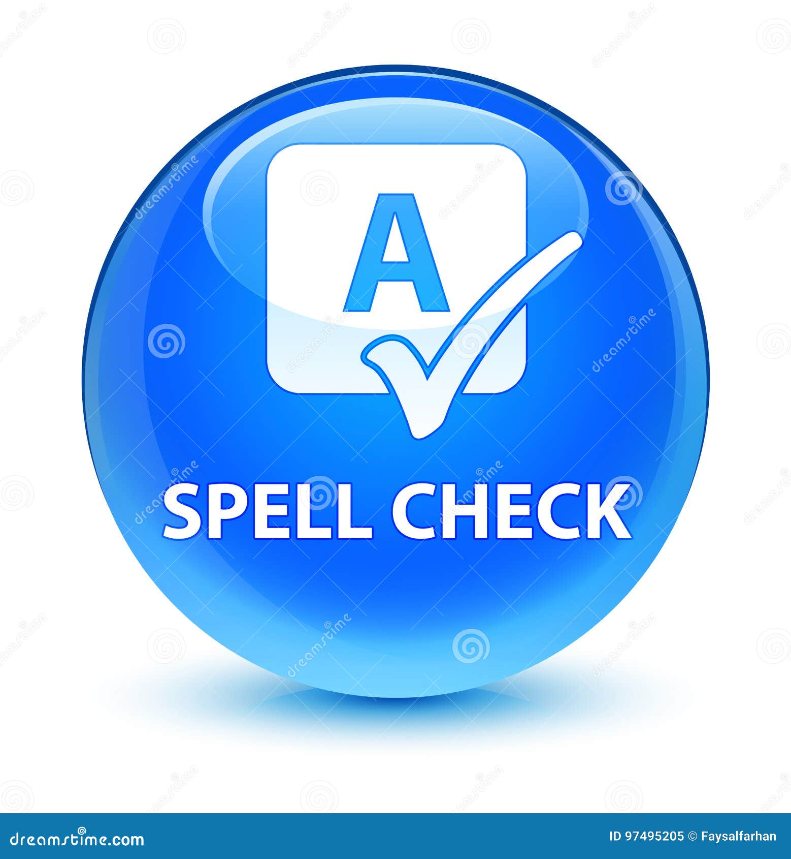 Spell Check Glassy Cyan Blue Round Button Stock Illustration ...