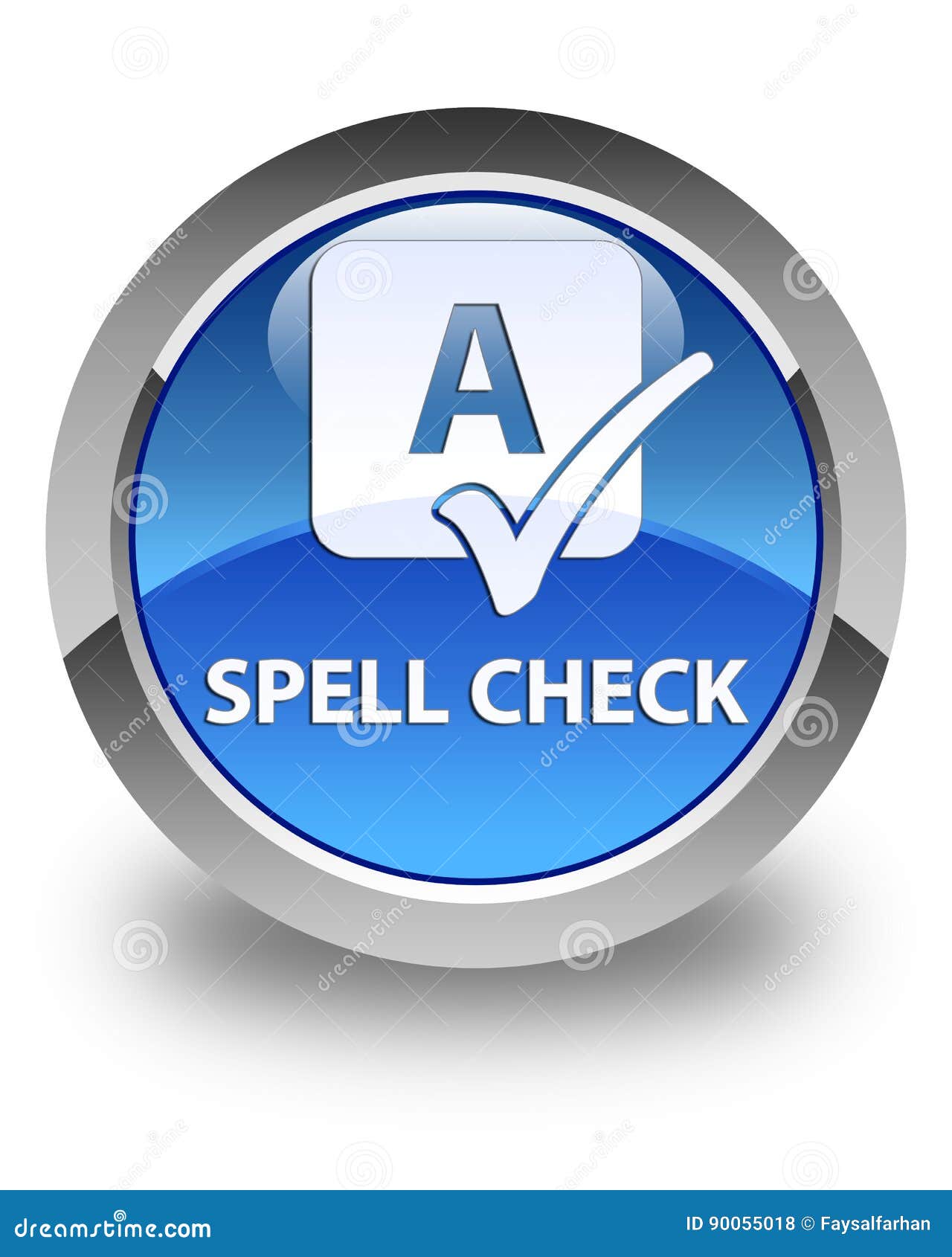 Spell Check Glossy Blue Round Button Stock Illustration - Illustration ...