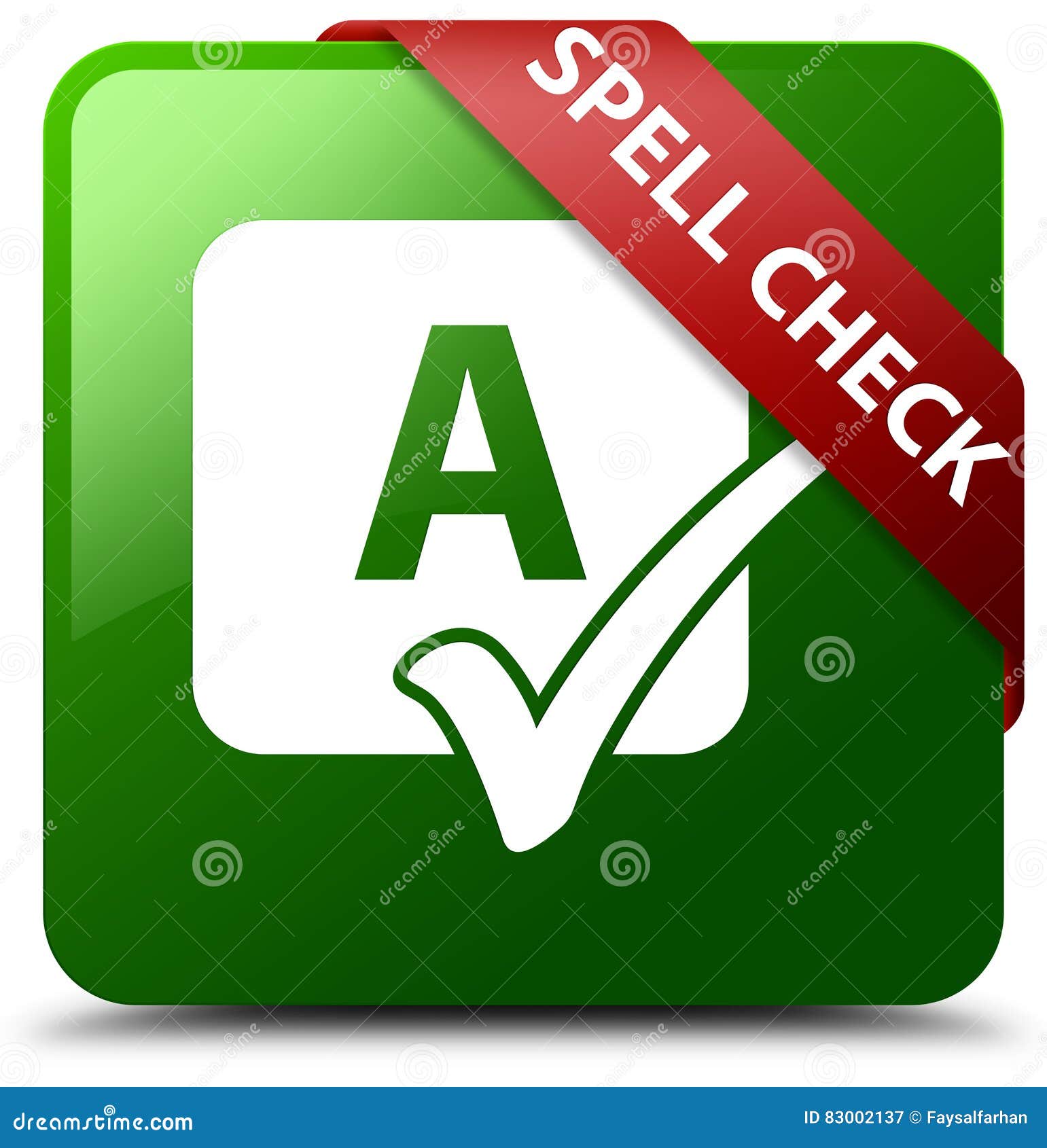 Spell Check Green Square Button Stock Illustration - Illustration of ...