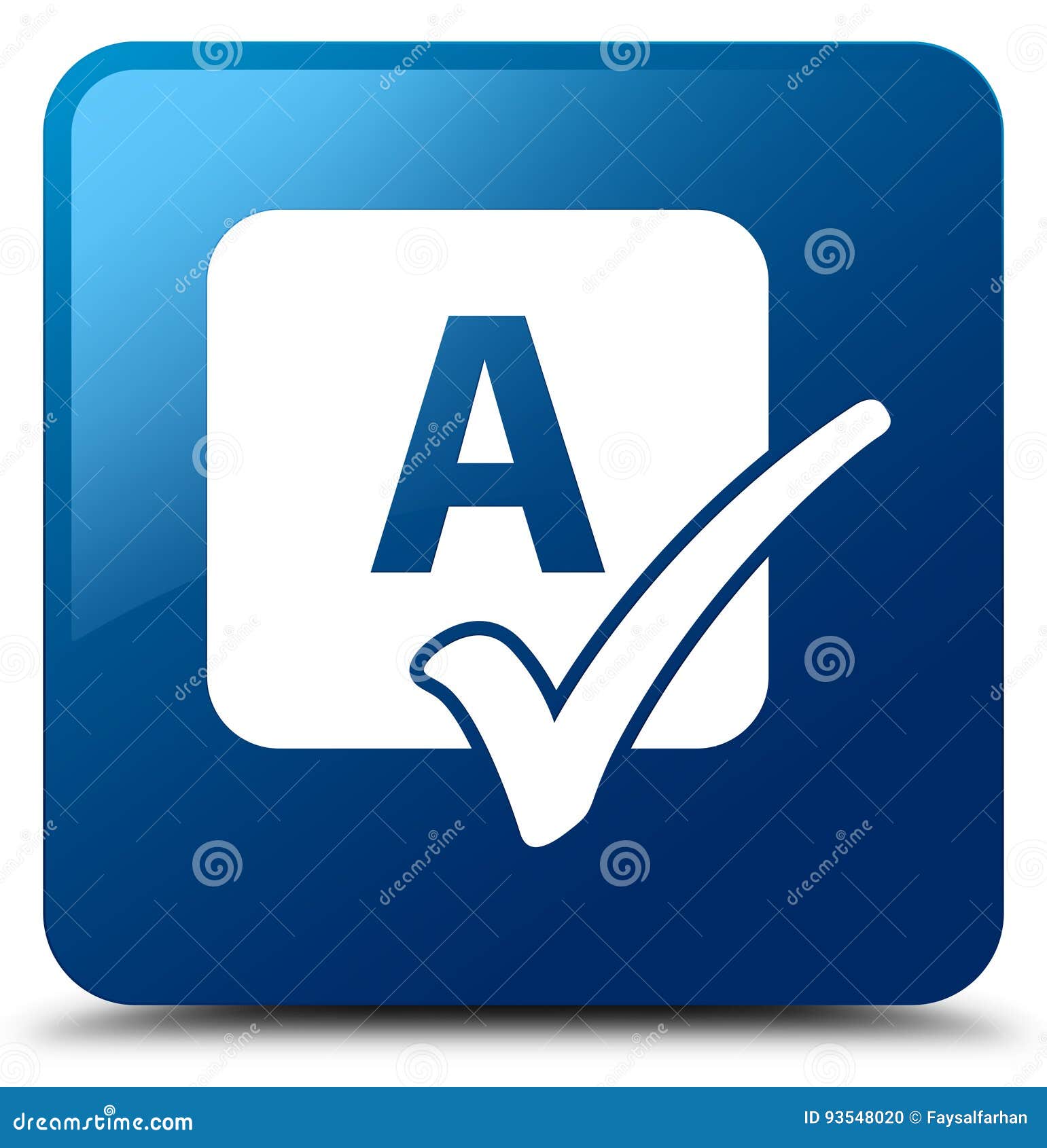 Spell Check Icon Blue Square Button Stock Illustration - Illustration ...
