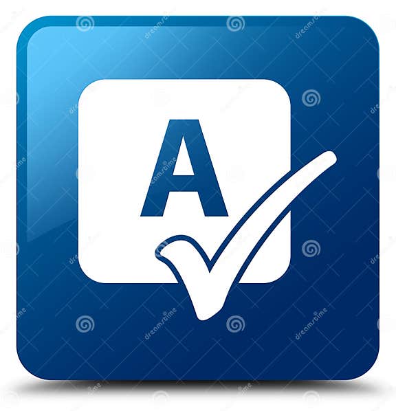 Spell Check Icon Blue Square Button Stock Illustration - Illustration ...