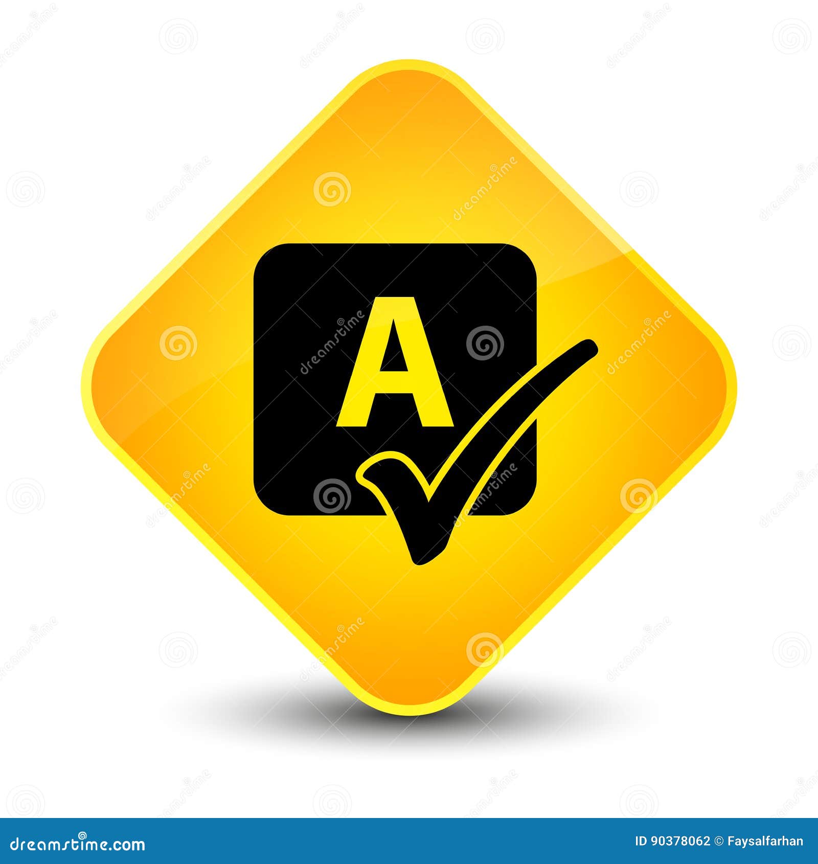 Spell Check Icon Elegant Yellow Diamond Button Stock Illustration ...