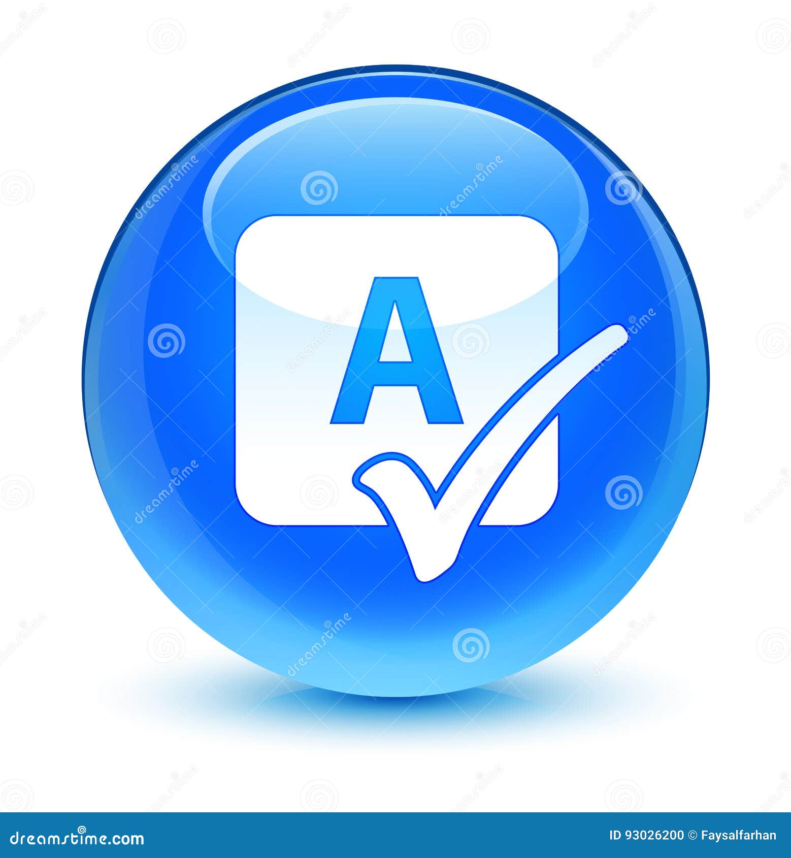 Spell Check Icon Glassy Cyan Blue Round Button Stock Illustration ...