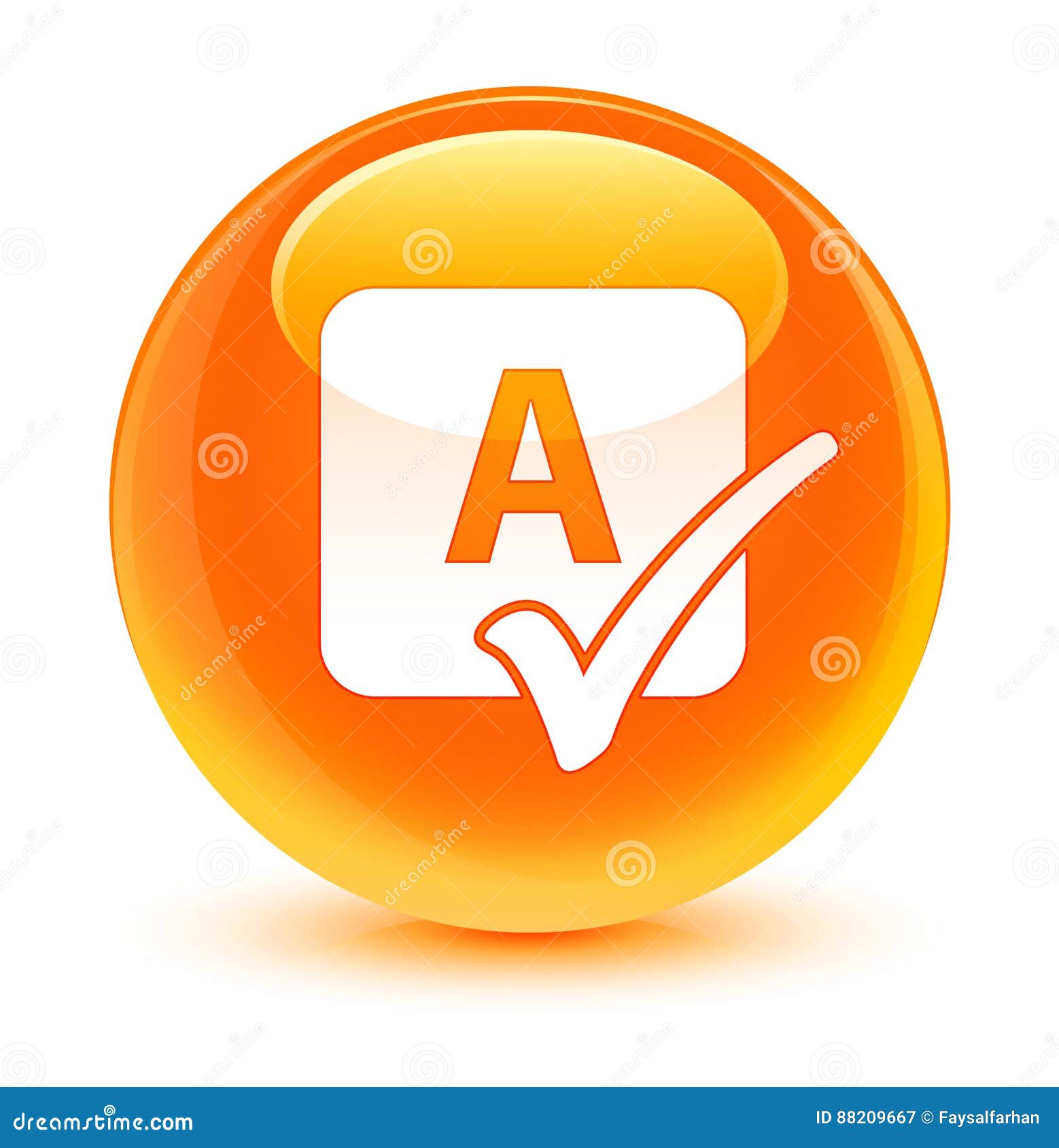 Spell Check Icon Glassy Orange Round Button Stock Illustration ...