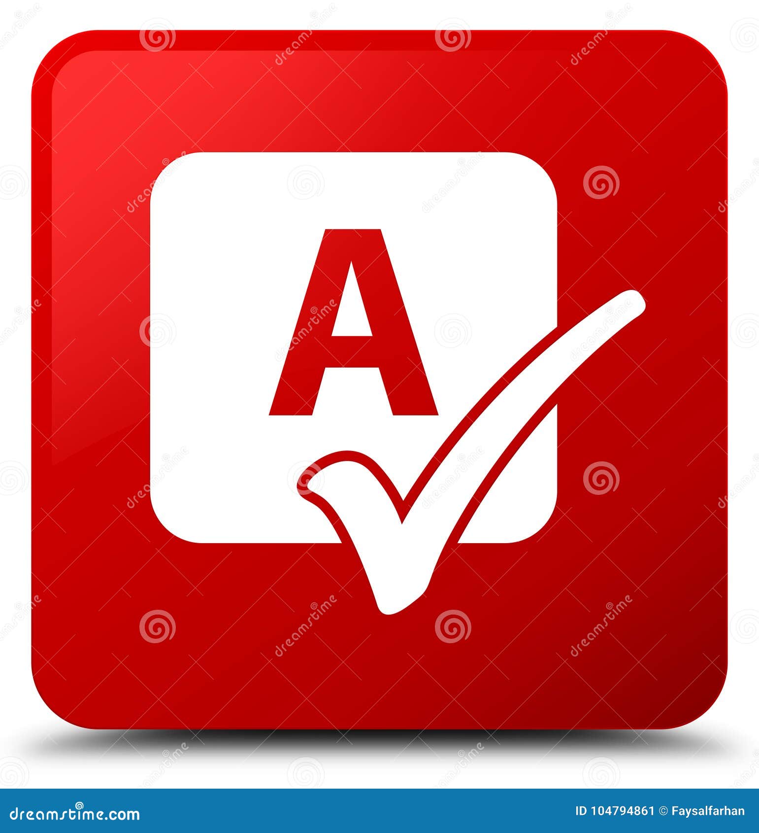 Spell Check Icon Red Square Button Stock Illustration - Illustration of ...