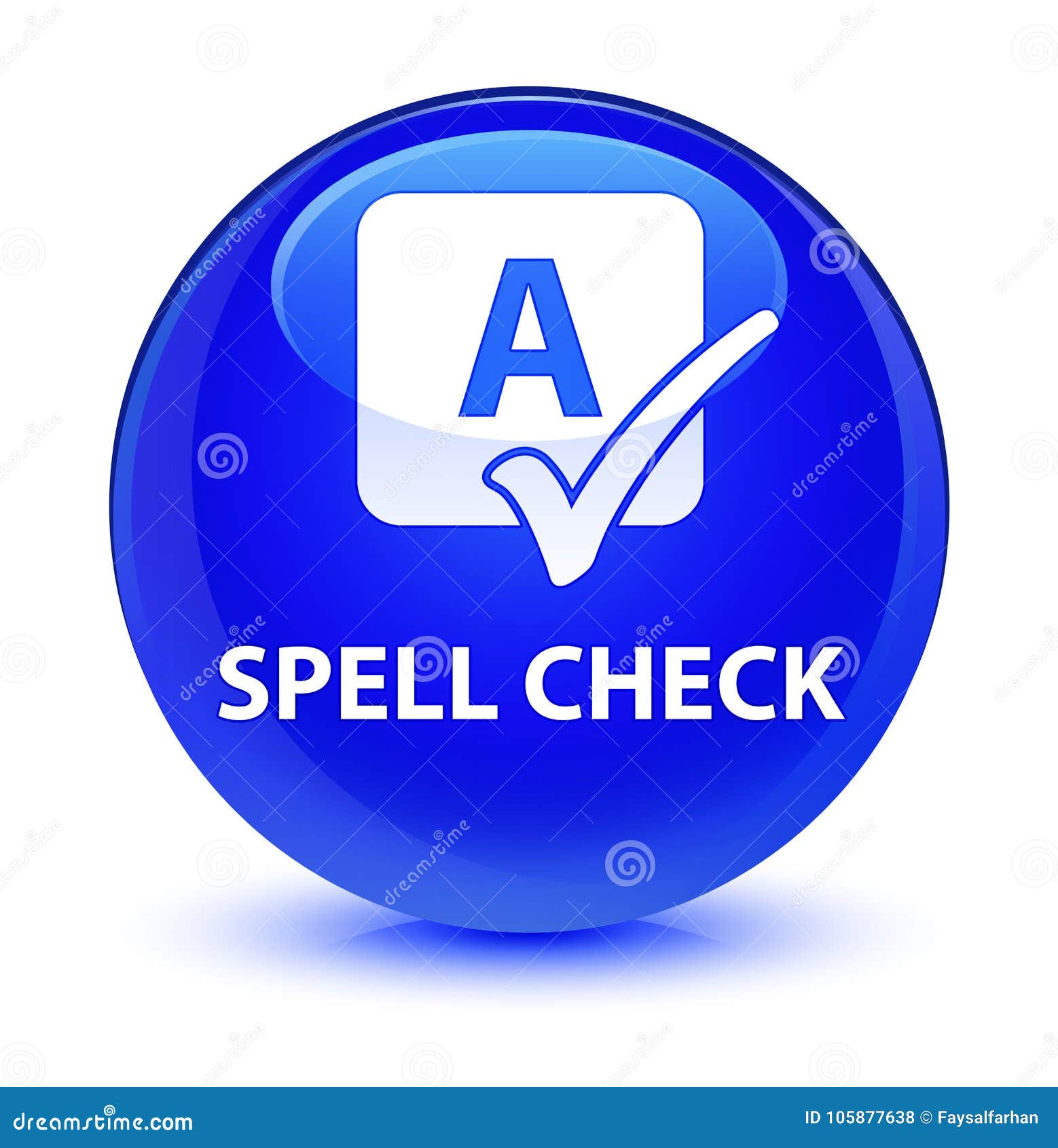 Spell Check Glassy Blue Round Button Stock Illustration - Illustration ...