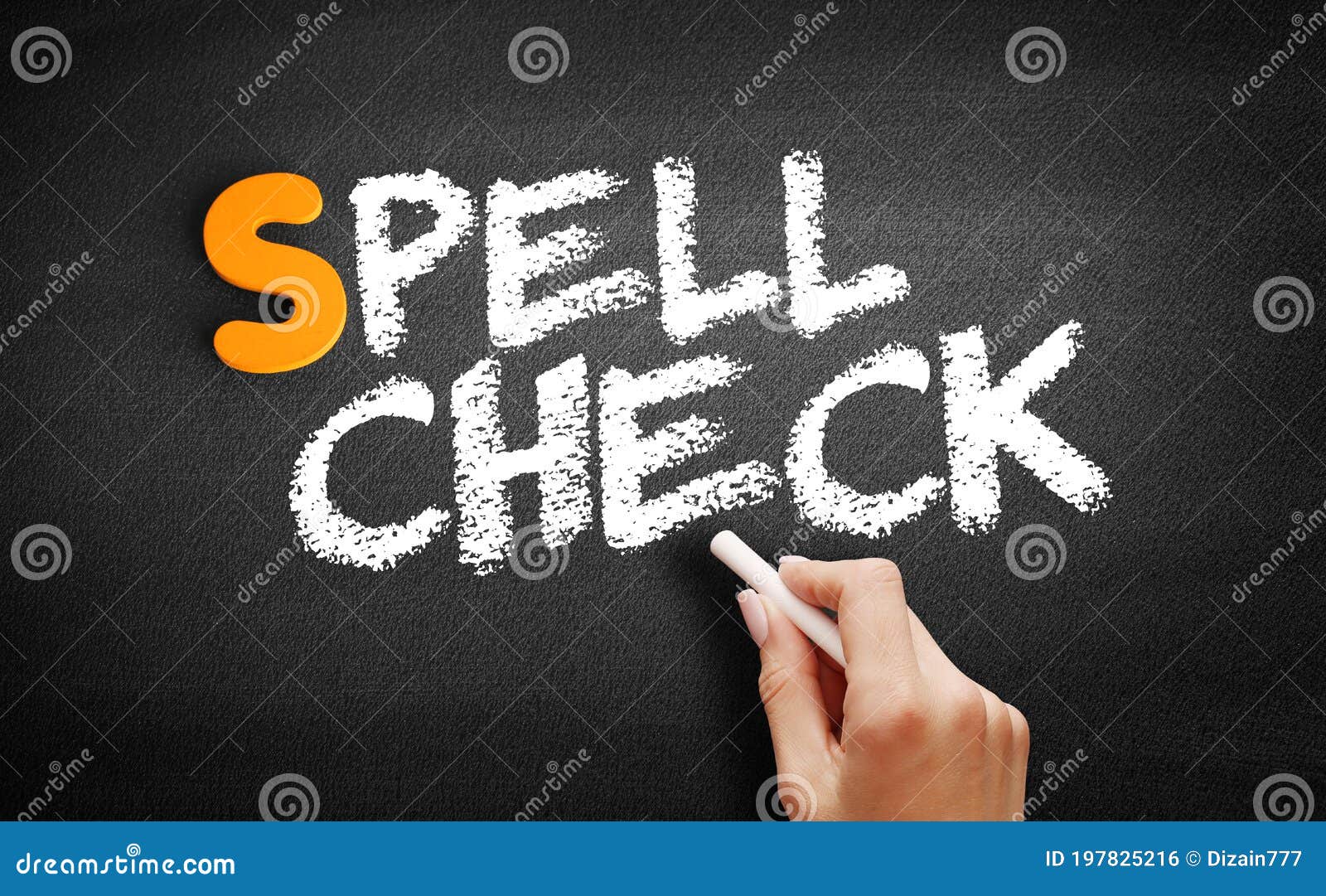 Spell Check Text on Blackboard Stock Photo - Image of proof, proofread ...