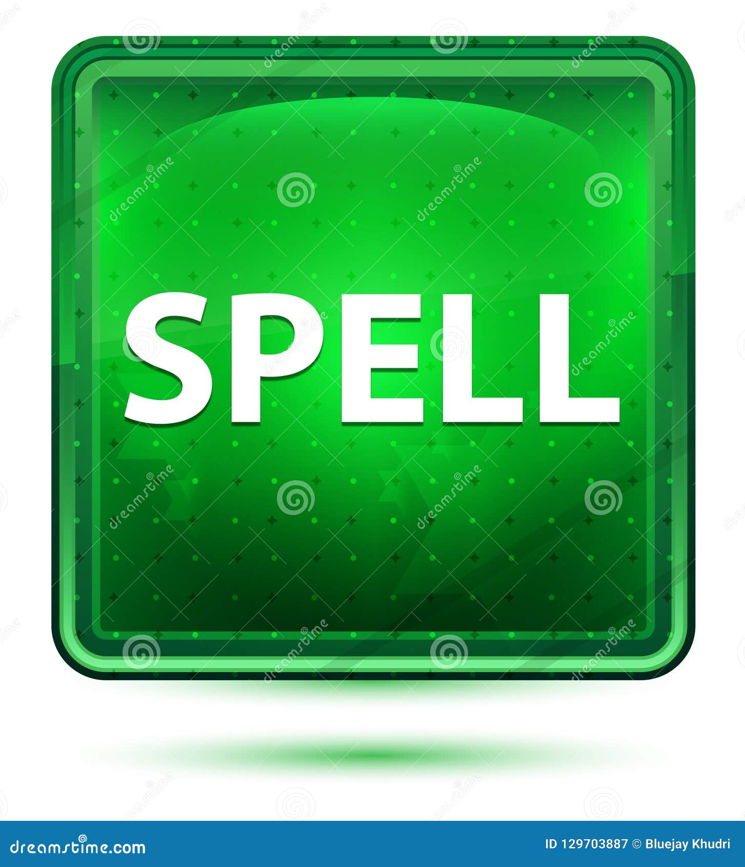 Spell Neon Light Green Square Button Stock Illustration - Illustration ...