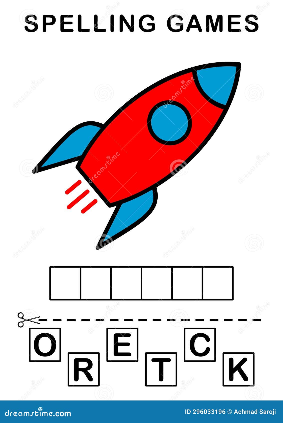Spell the Word. Vector Illustration of Rocket. Spelling Game for Kids ...