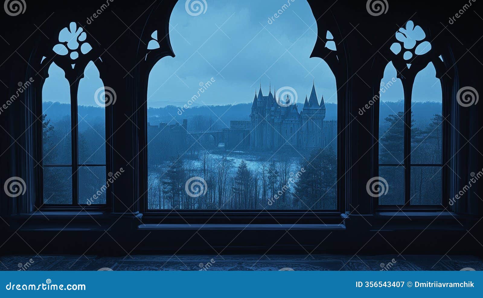 Spellbinding Gothic Arch Windows with a Panoramic View of Verdant ...