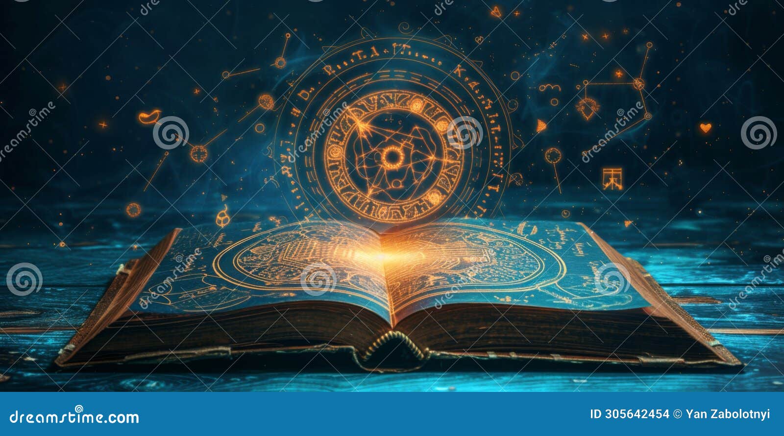 A Spellbinding Open Book Adorned with Magical Symbols, Exuding ...