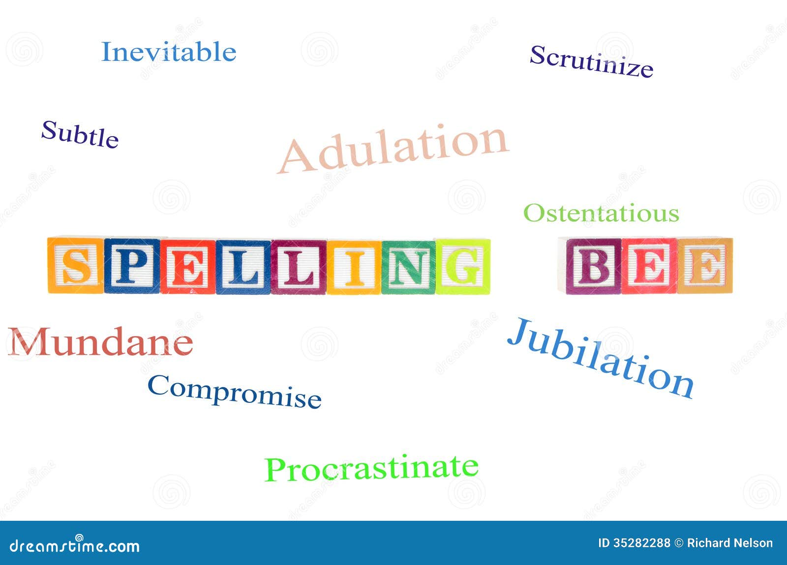 Spelling Bee Spelled Out with Letter Blocks. Stock Photo - Image of ...