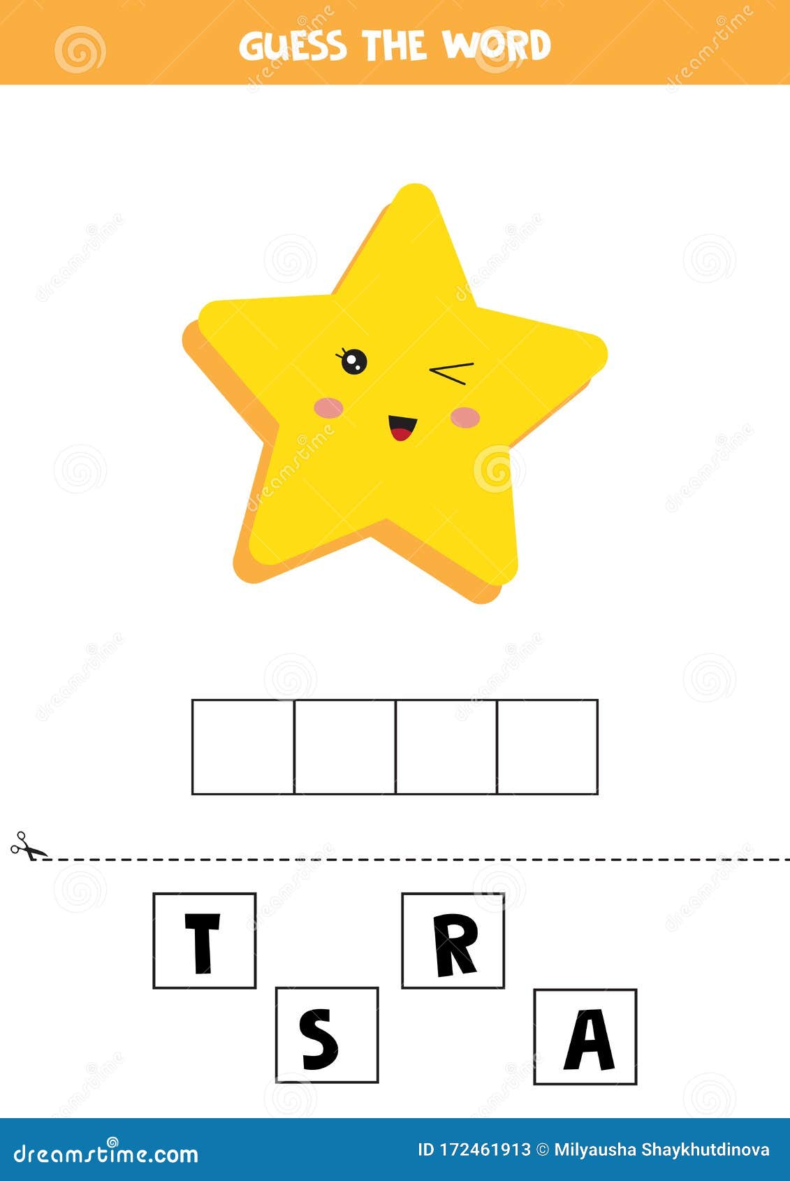 Spelling Game for Kids. the Word Star. Stock Vector - Illustration of ...