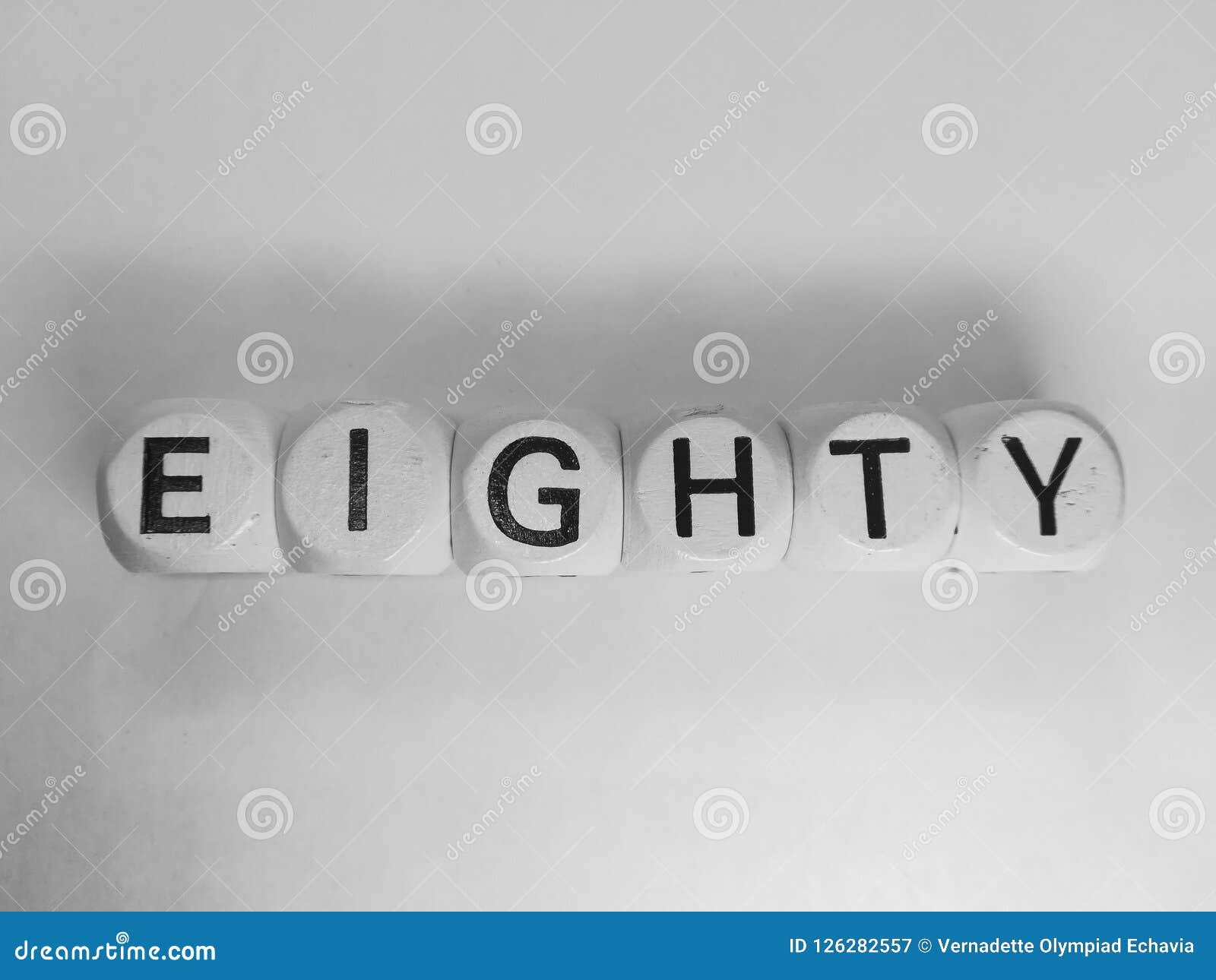 Word Eighty Spelled Using Dice Stock Image - Image of graphic, cube ...