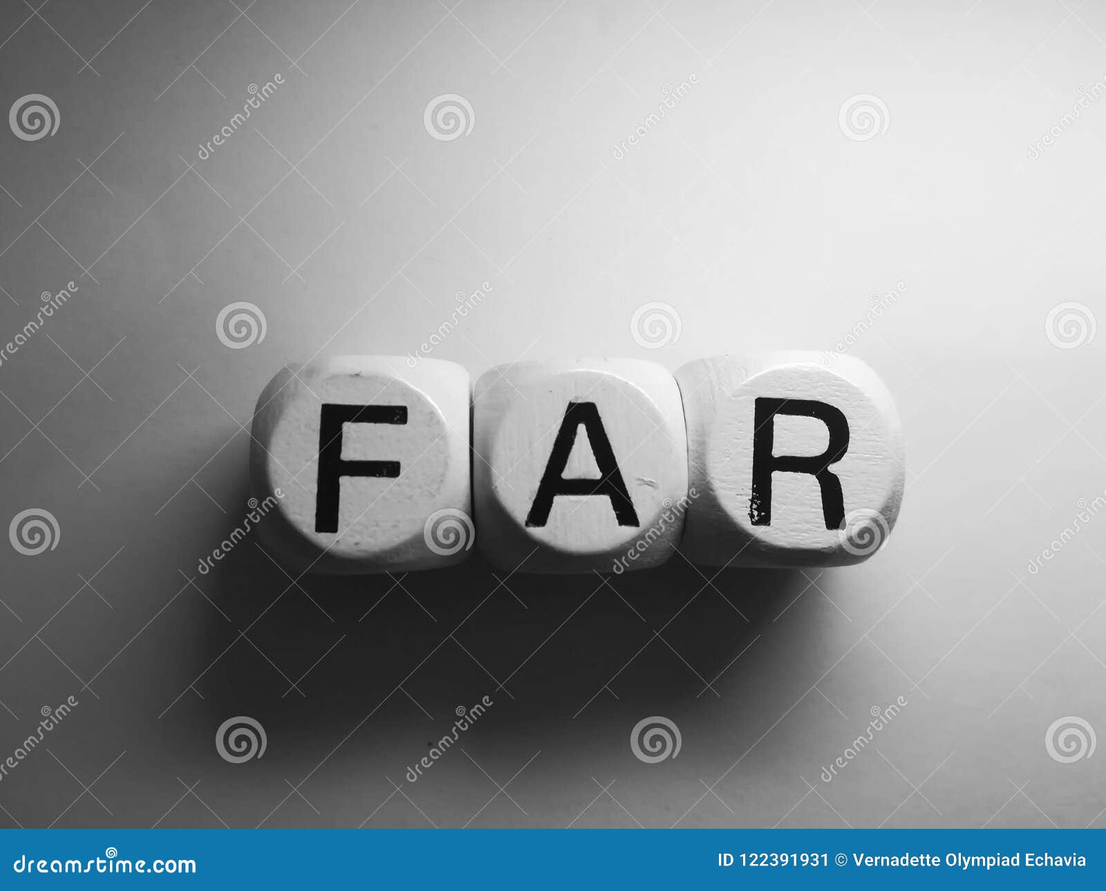 Word far spelled on dice stock image. Image of idea - 122391931