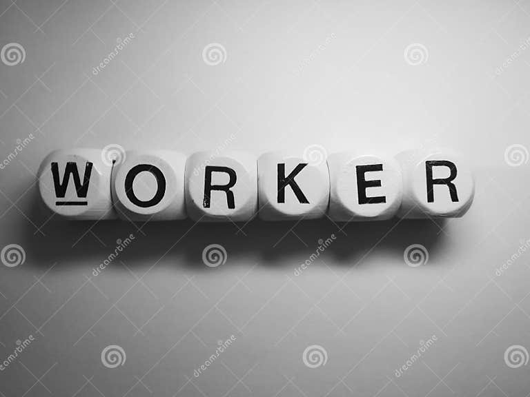 Word Worker Spelled on Dice Stock Image - Image of typography, grey ...
