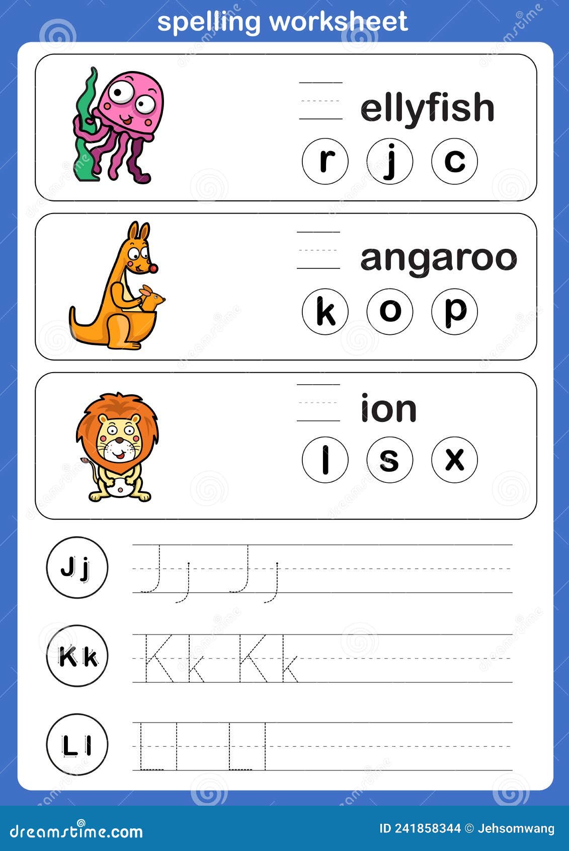 Spelling Worksheet , Exercise With Cartoon Vocabulary Illustration ...