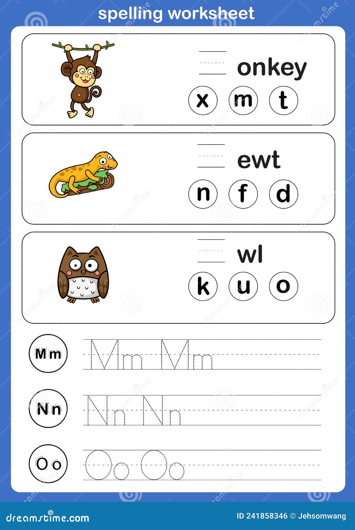 Spelling Worksheet , Exercise With Cartoon Vocabulary Illustration ...