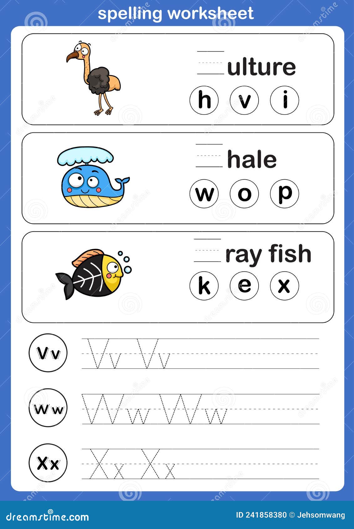 Spelling Worksheet , Exercise With Cartoon Vocabulary Illustration ...