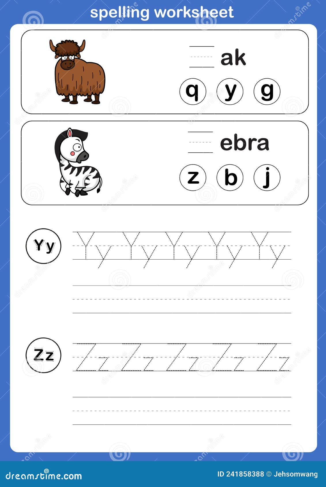 Spelling Worksheet , Exercise with Cartoon Vocabulary Illustration ...
