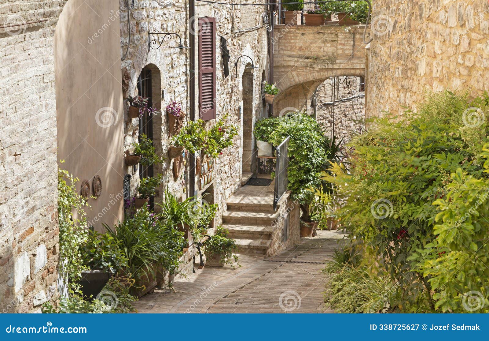 Spello - the Little Aisle on the Old Town Stock Image - Image of flower ...