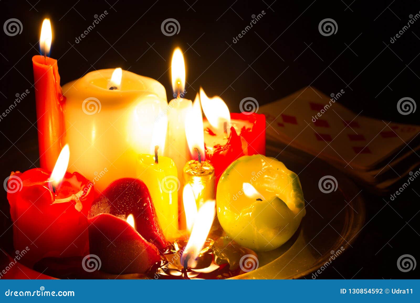 Spells Omens and Magic Abstract Background with Candles in Night Stock ...