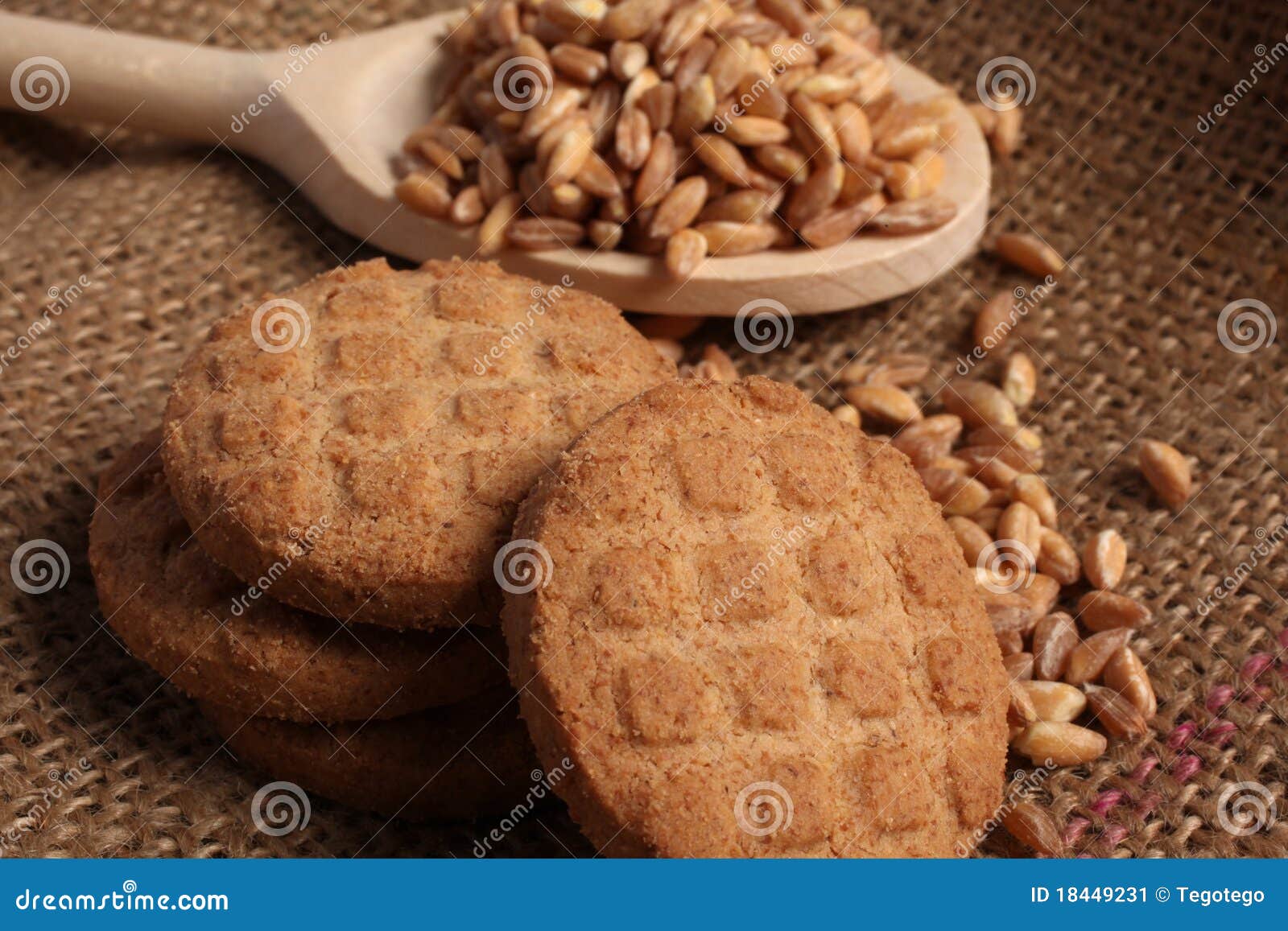 Spelt cookies and spoon stock image. Image of crust, delicious - 18449231
