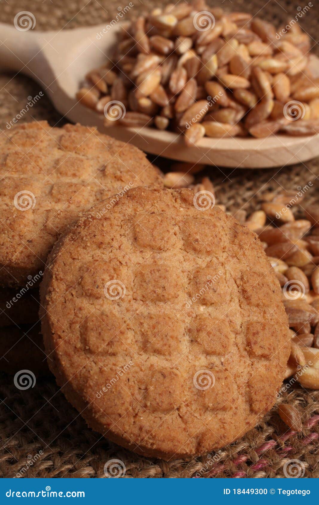 Spelt cookies and spoon stock photo. Image of natural - 18449300