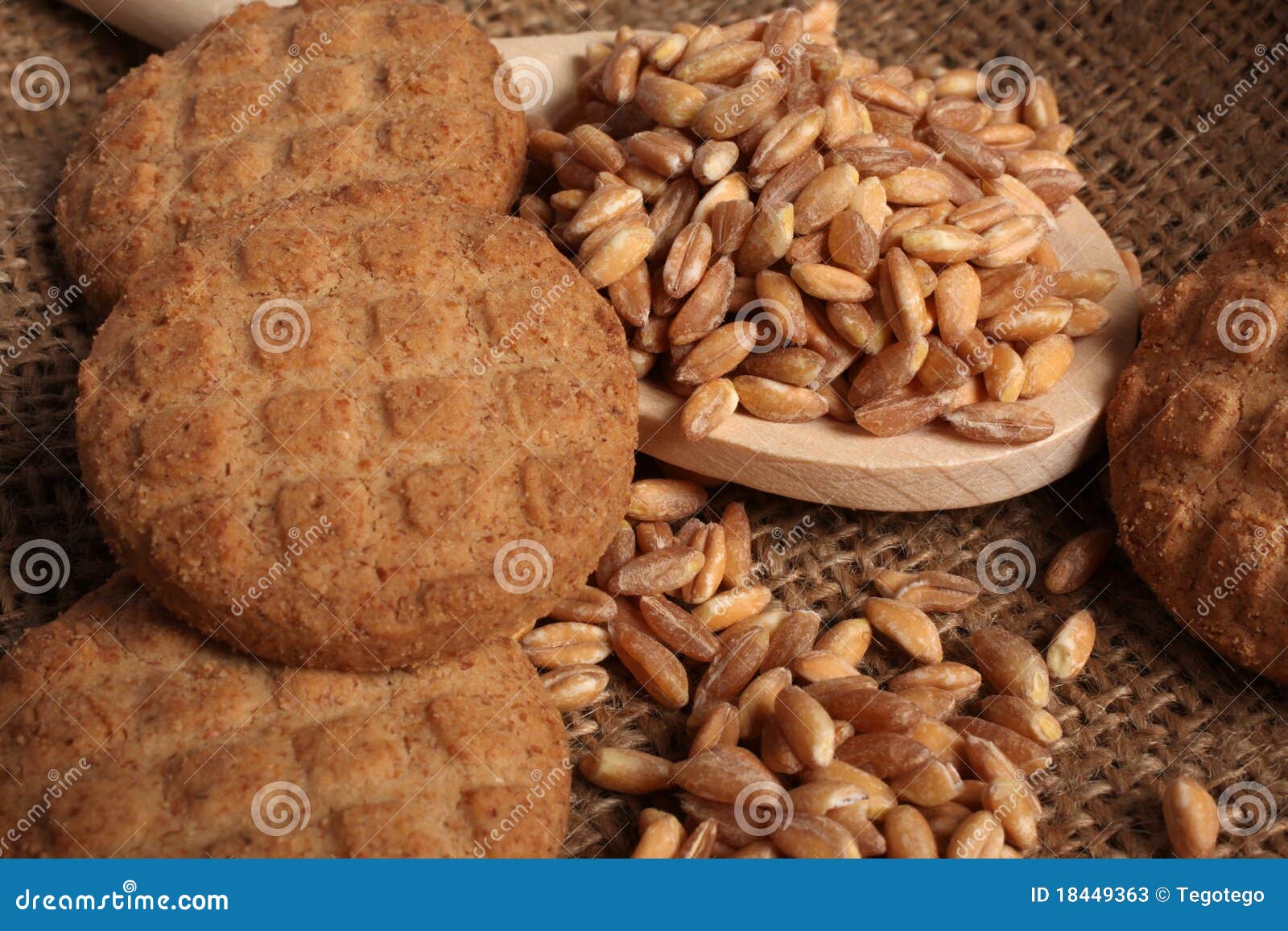 Spelt cookies and spoon stock image. Image of crop, diet - 18449363