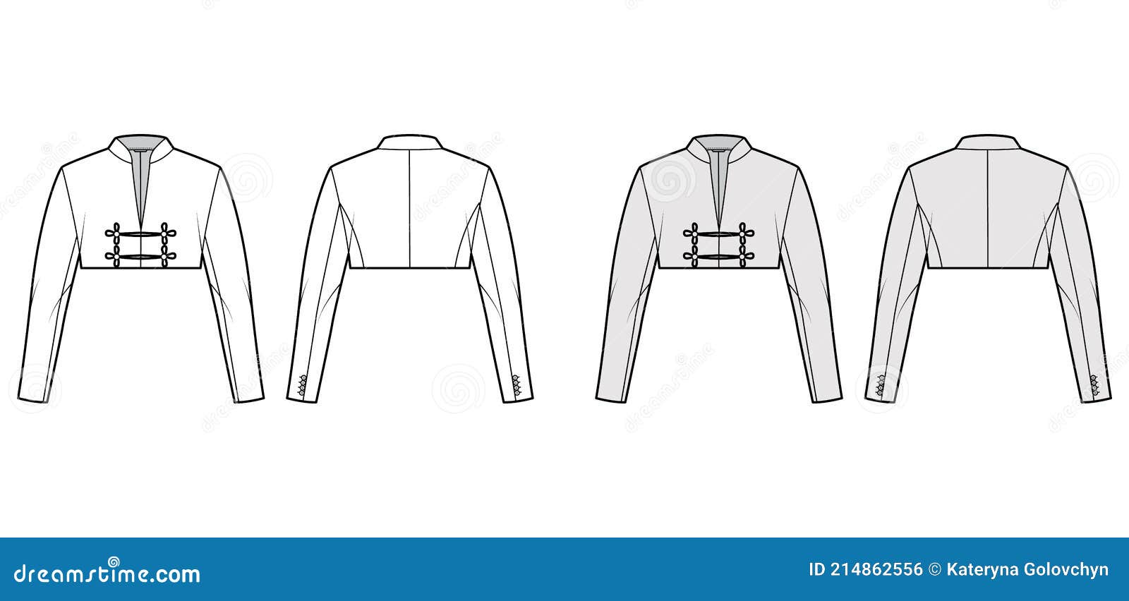 Spencer Jacket Technical Fashion Illustration With Crop Length Long