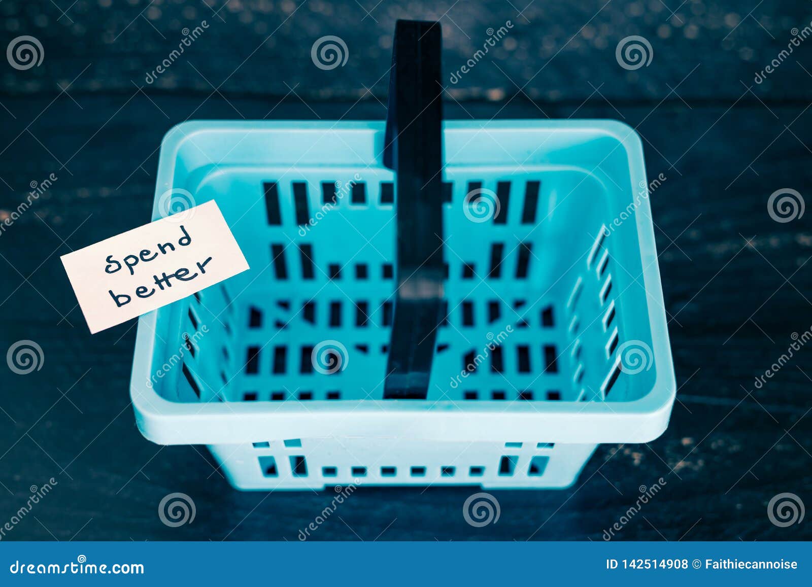 Spend Better for less Waste Empty Shopping Basket with Text Stock Photo ...