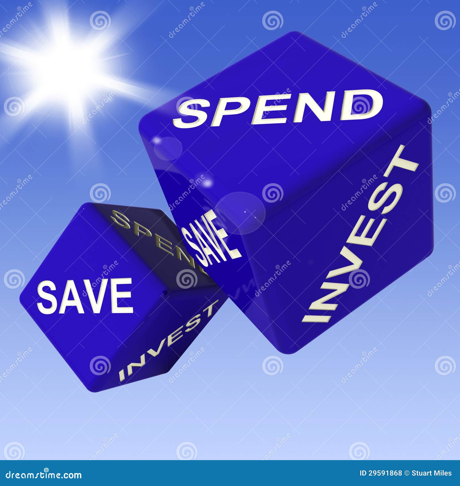 Spend, Save, Invest Dice Showing Budgeting Stock Illustration ...