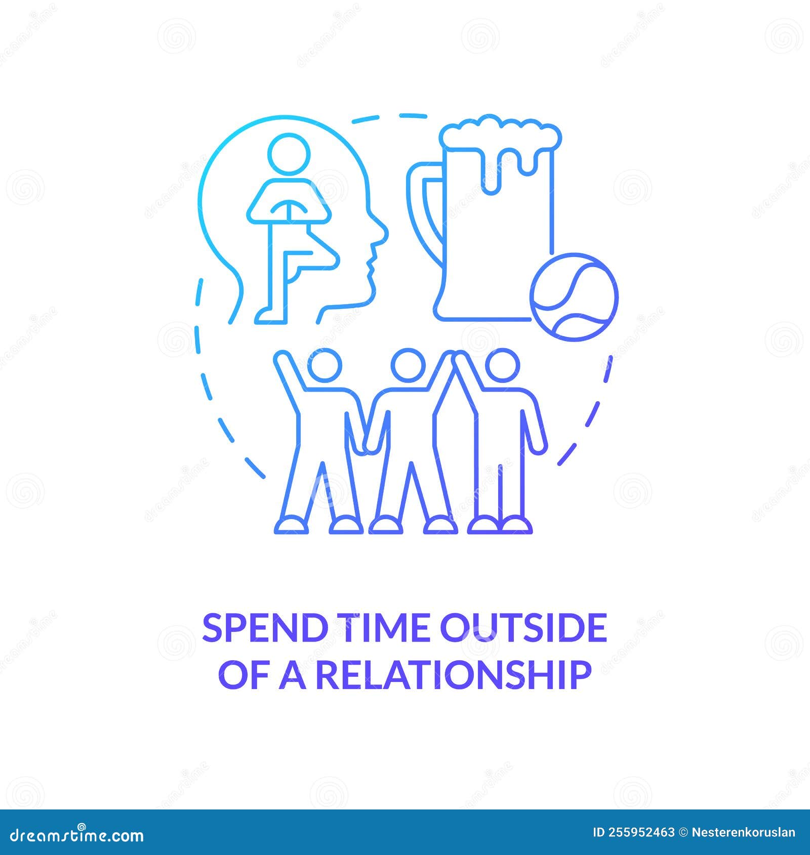 Spend Time Outside of Relationship Blue Gradient Concept Icon Stock ...