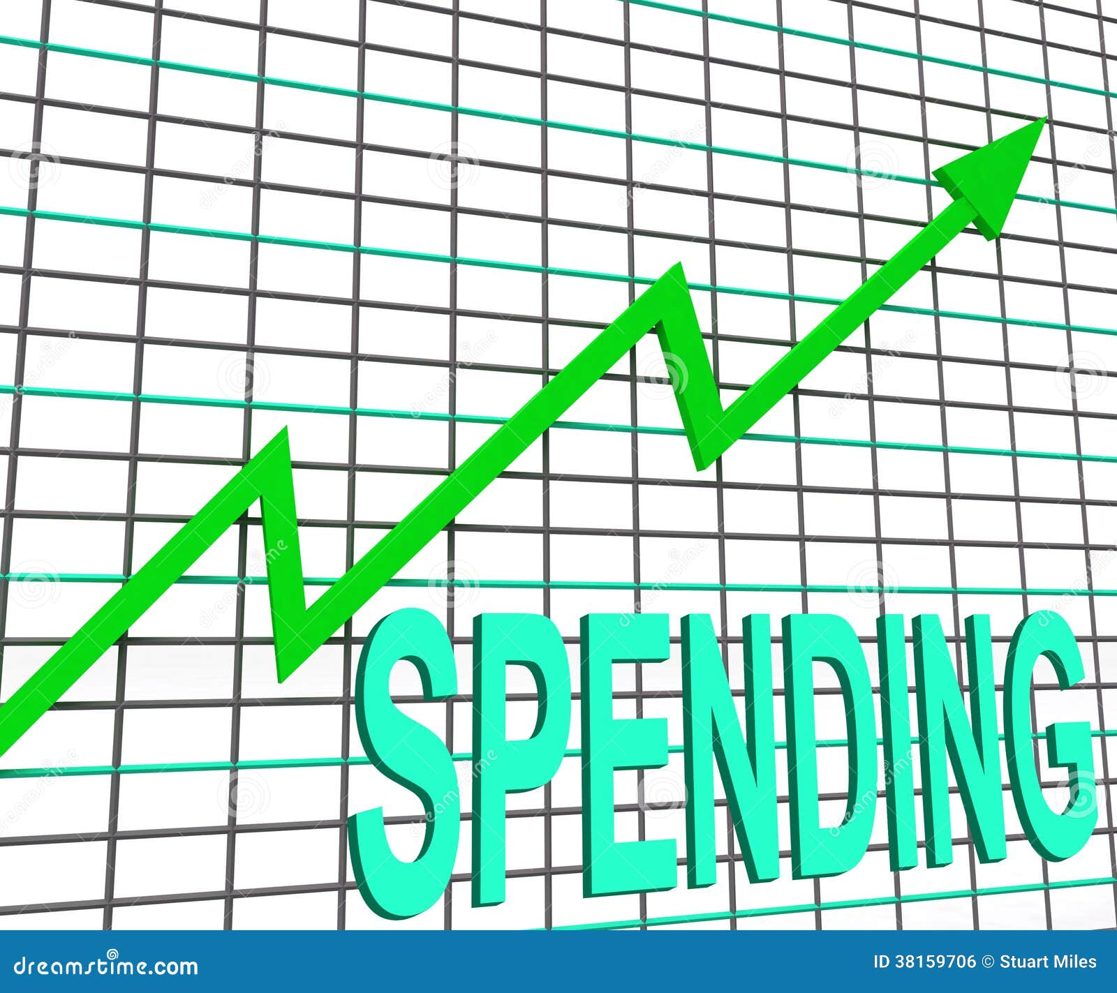 Spending Chart Graph Shows Increasing Expenditure Stock Illustration ...