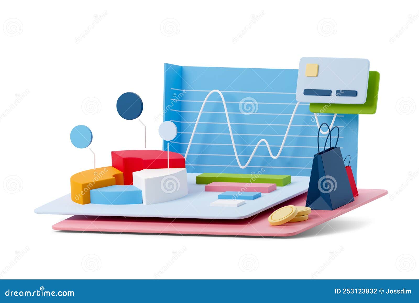 Spending Statistics 3d Illustration Stock Illustration - Illustration ...