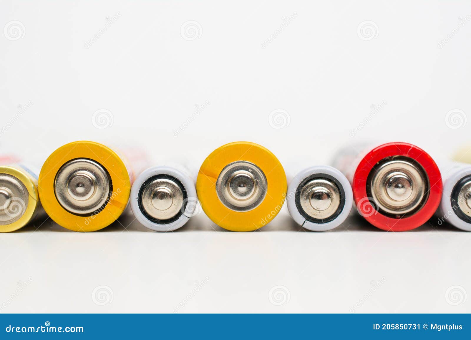 Spent Batteries Stacked in a Row Stock Image - Image of group ...