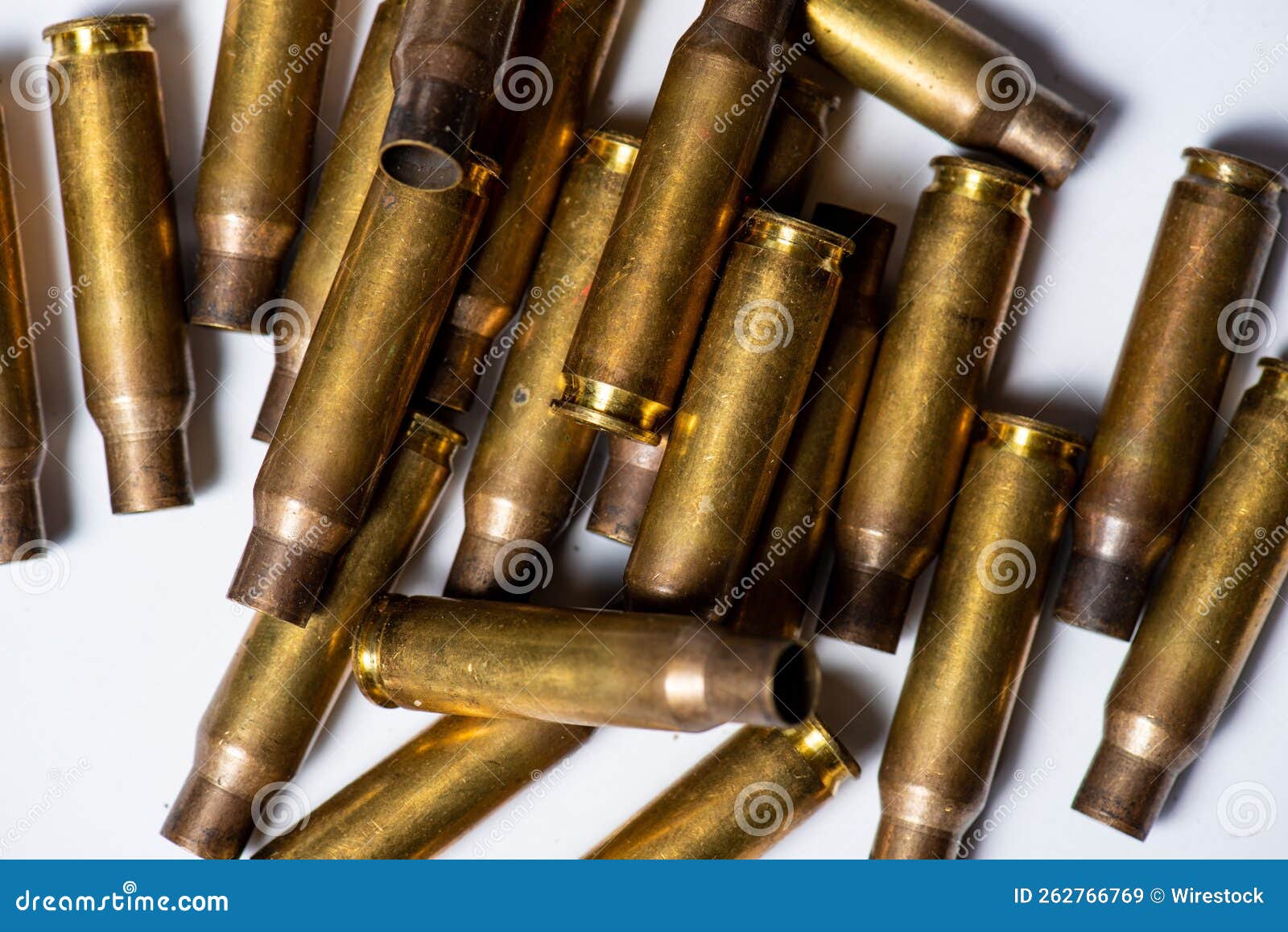 Spent Rifle Cartridges Isolated on White Background Stock Image - Image ...