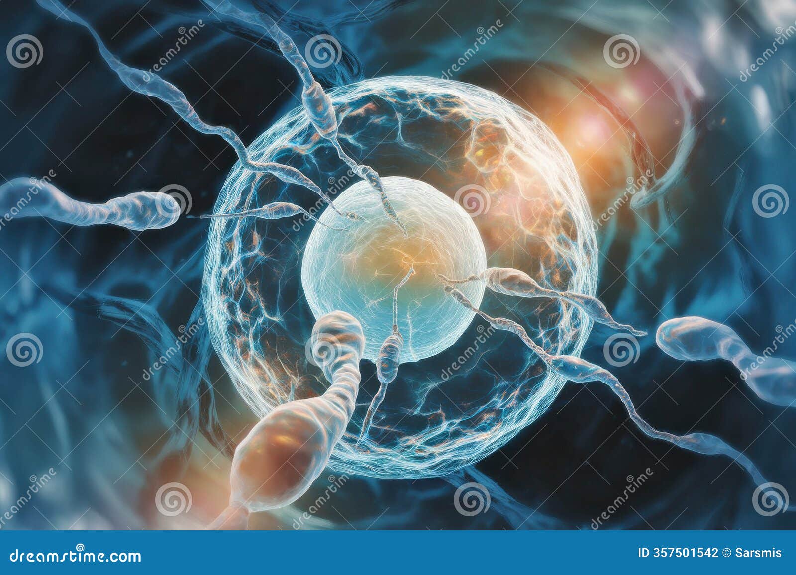 Sperm Cells Surrounding Egg Cell: a Dynamic Visual of Fertilization and ...