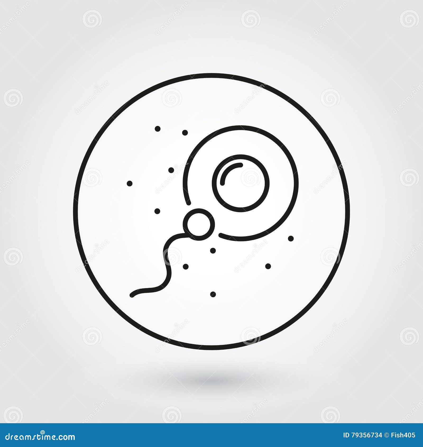 Sperm Icon In Outline Style Fertilizing Egg Cell Stock Vector