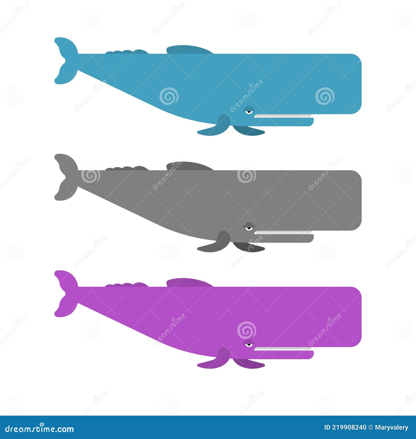 Sperm Whale Set. Cachalot Big Whale Vector Illustration Stock Vector ...