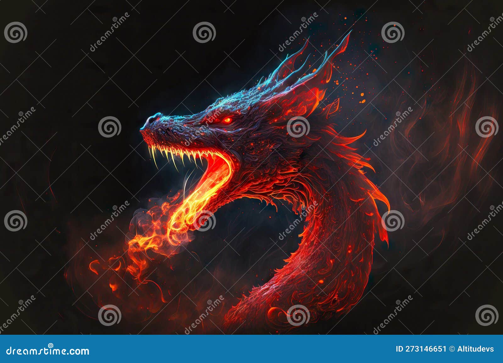 Spewing Fire from Mouth of Evil and Dangerous Red Dragons Stock ...