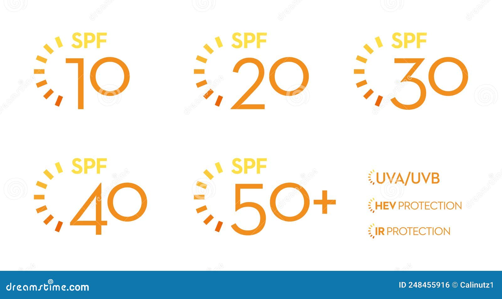 Spf Sun Protection Factor Vector Icon Set Stock Vector - Illustration ...