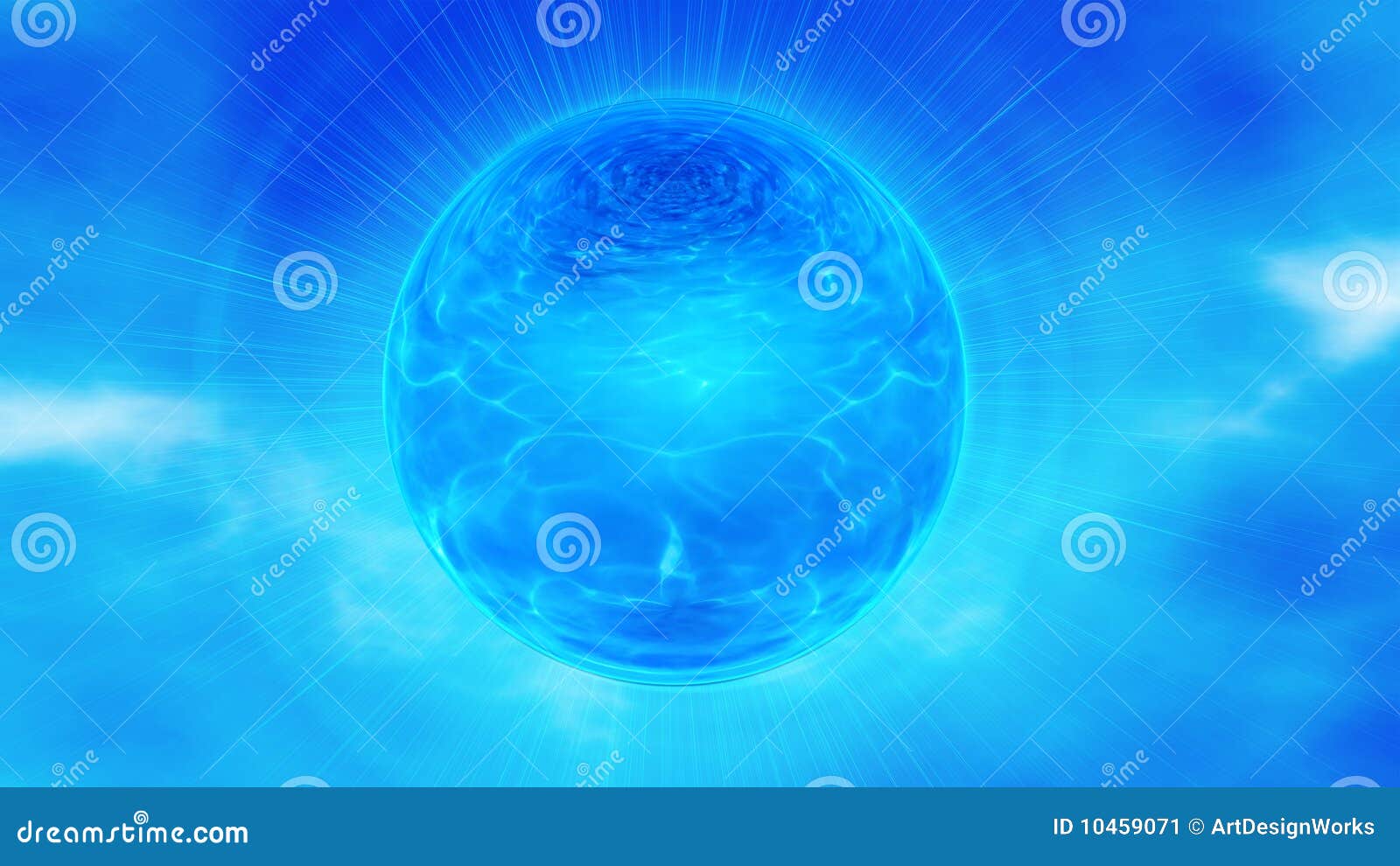 Sphère bleue en ciel illustration stock. Illustration du retrait - 10459071